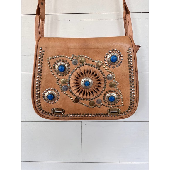 Other | Bags | Boho Leather Bag Gypsy Coins Hippie Leather Vintage ...